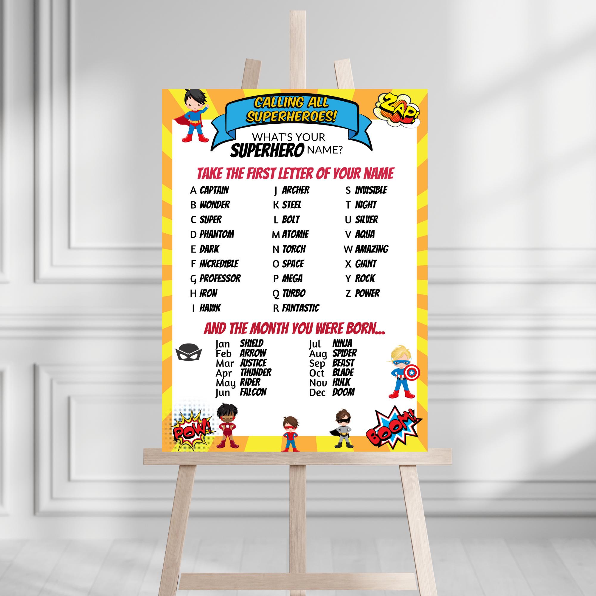 Whats Your Superhero Name Printable, Superhero Name Game, Superhero ...