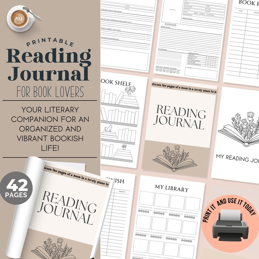 Librarian Gift, Book Club Gift, Printable Book Reading Journal, Reading ...