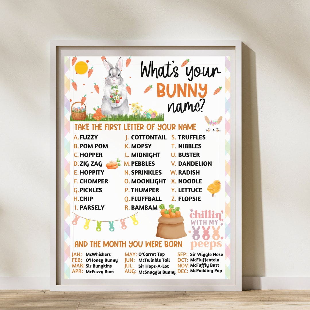 What's Your Bunny Name, Easter Party Game, Easter Classroom Game, Aster ...