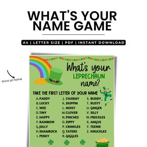 St Patricks Day Kid Games, What's Your Leprechaun Name, St Patricks ...