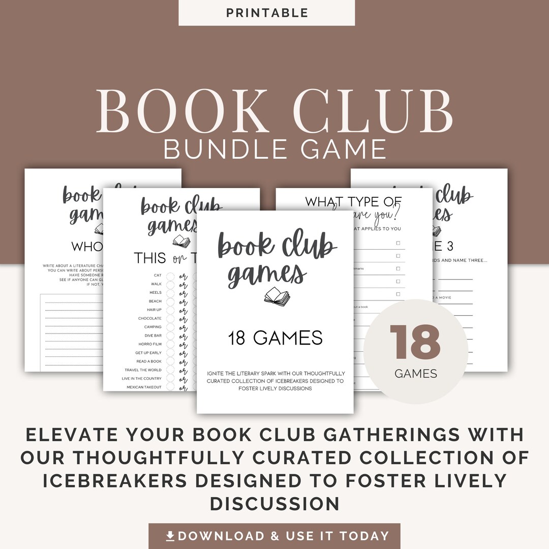 Book Club Party Games, Book Club Game Bundle, Icebreakers for Reading ...