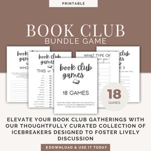 Book Club Party Games, Book Club Game Bundle, Icebreakers for Reading ...