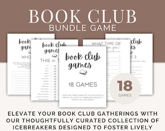 Printable Game Bundle for Book Clubs, Bookworm Party Games, Book Club ...