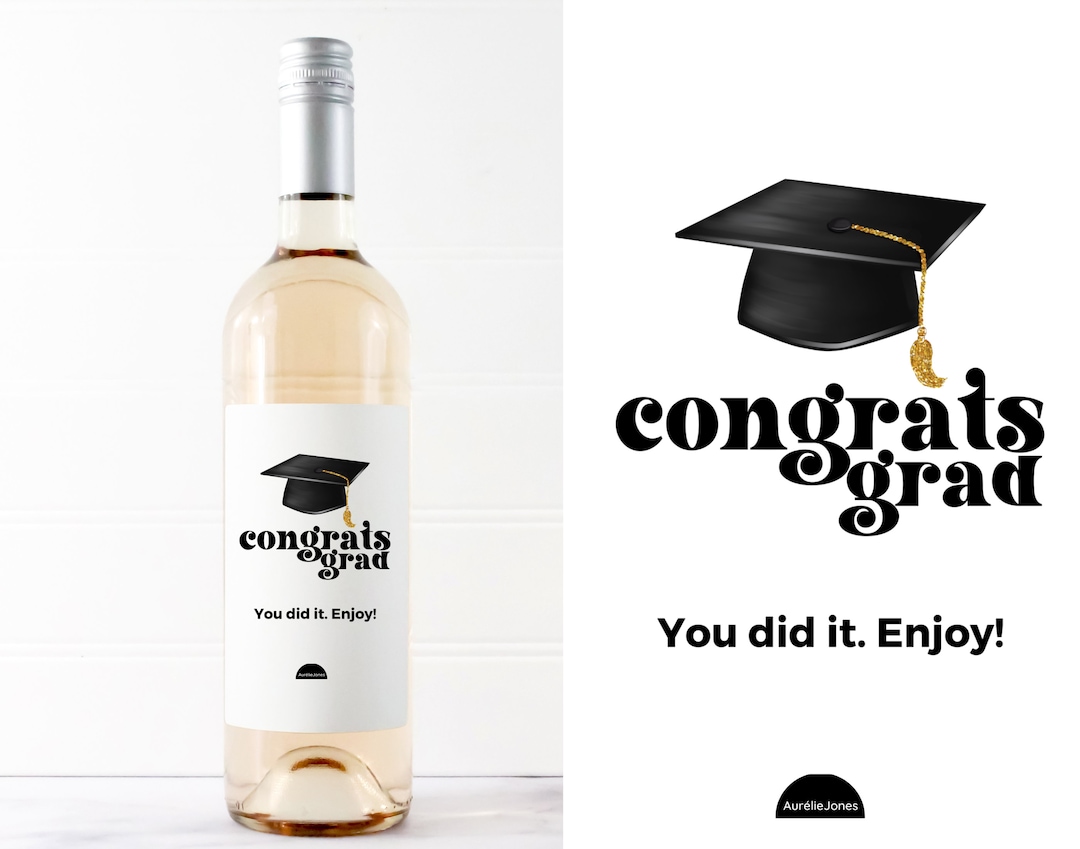 Congrats Grad Card Graduation Card Graduation Wine Label - Etsy