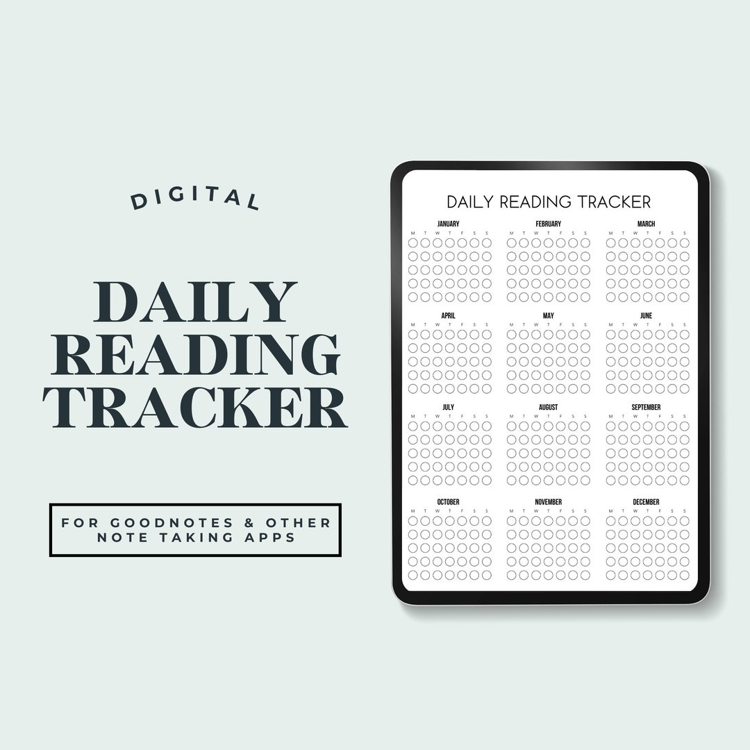 Digital Daily Reading Tracker, Goodnotes Reading List, Reading Log for ...