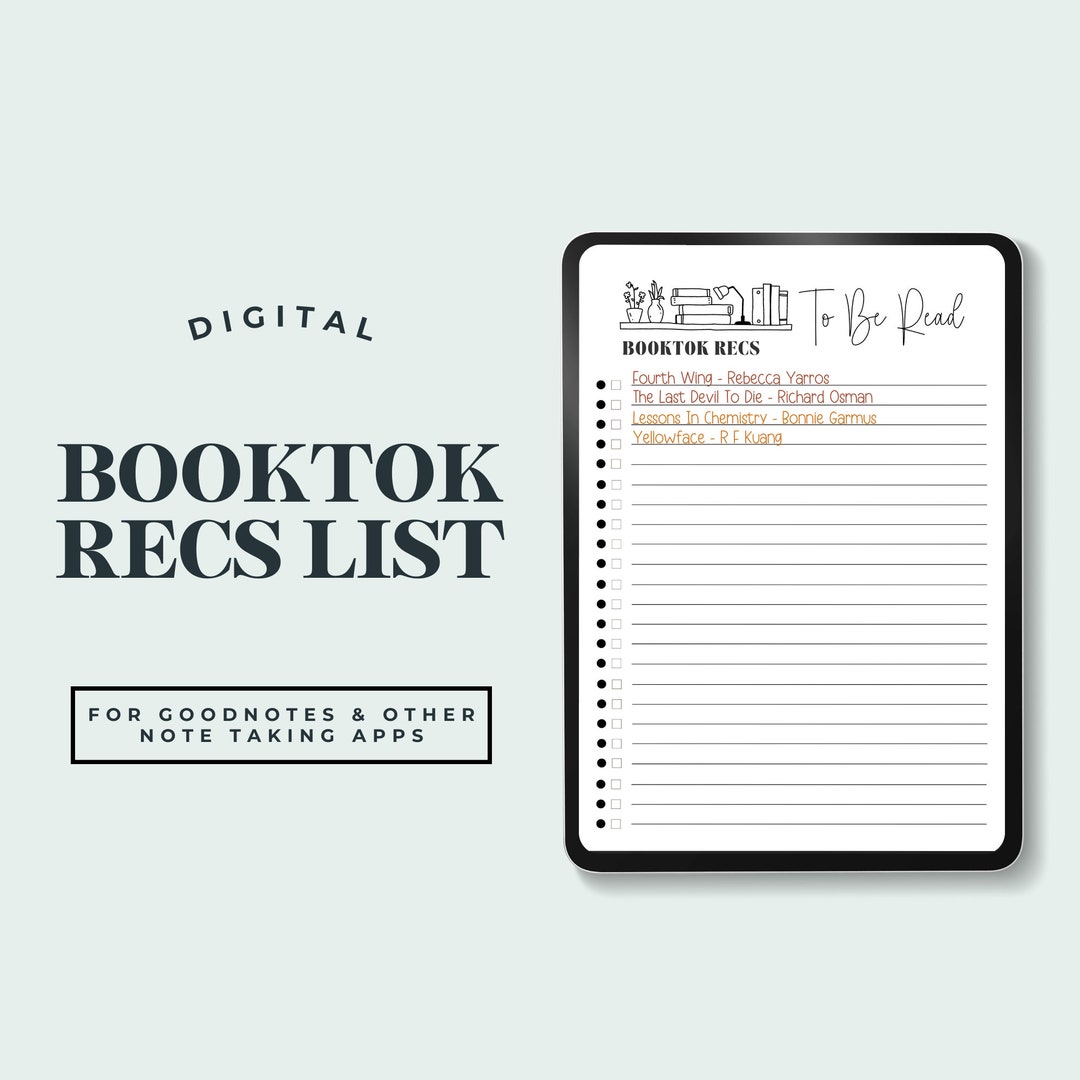 Goodnotes Reading Tracker, Booktok Recommendations, to Be Read ...
