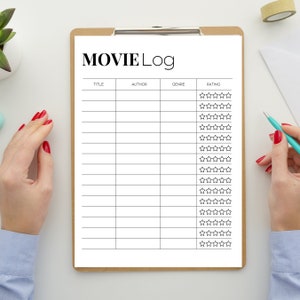 Printable Movie Log, Movie Watchlist, Movies to Watch Tracker Template ...