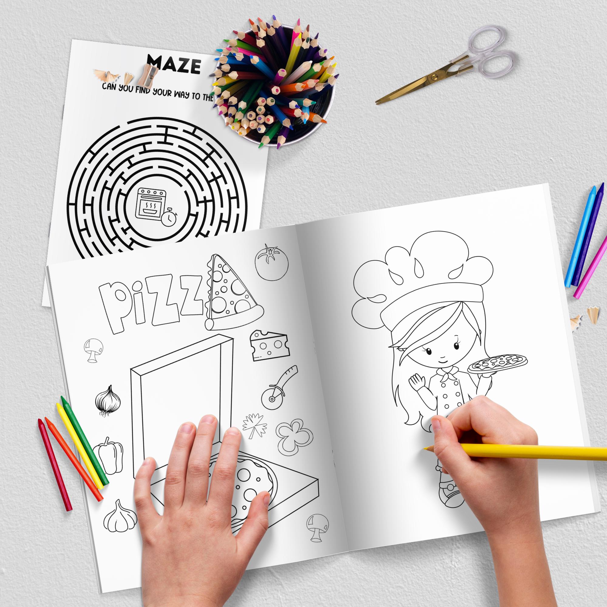 Pizza Birthday Party Games, Kids Pizza Party Favors, Pizza Coloring ...