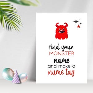 What's Your Monster Name Game, Monster Party Decor, Monsters Birthday ...