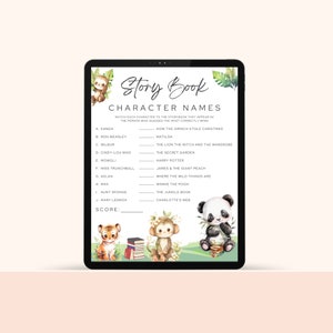 Storybook Character Match, Baby Shower Book Quiz, Children's Book ...
