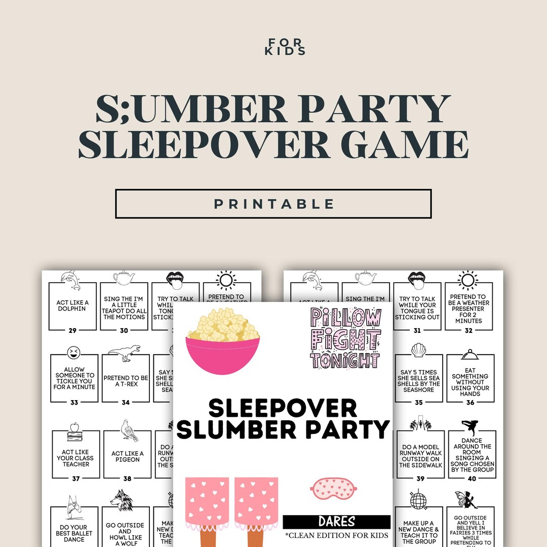 Sleepover Party Game, Slumber Party Dare Cards Game for Kids, Cousins ...