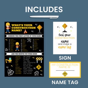 Your Construction Name Game, Construction Birthday Party Game, Dump ...