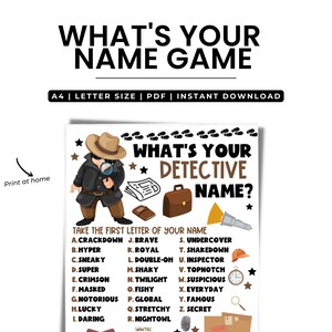 Find Your Detective Name, Spy Kids Party Game, Spy Secret Agent Badges ...