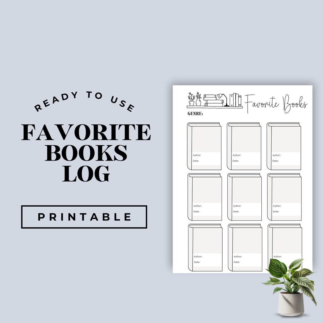 Favorite Books Printable, Bookshelf Tracker, Book Log, Book Reading ...