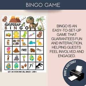 Game Night for Kids, Bingo Game for Kids, Dinosaur Bingo Cards for Kids ...