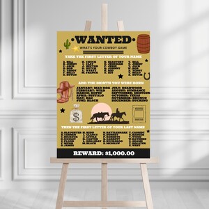 Whats Your Cowboy Name Game, First Rodeo Birthday, Wild West Party ...