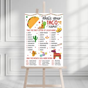 What's Your Taco Name, Cinco De Mayo Activity, Mexican Birthday Party ...