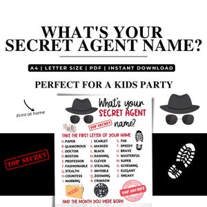 Secret Agent Badges, Secret Agent Name Generator, Spy Birthday Party ...