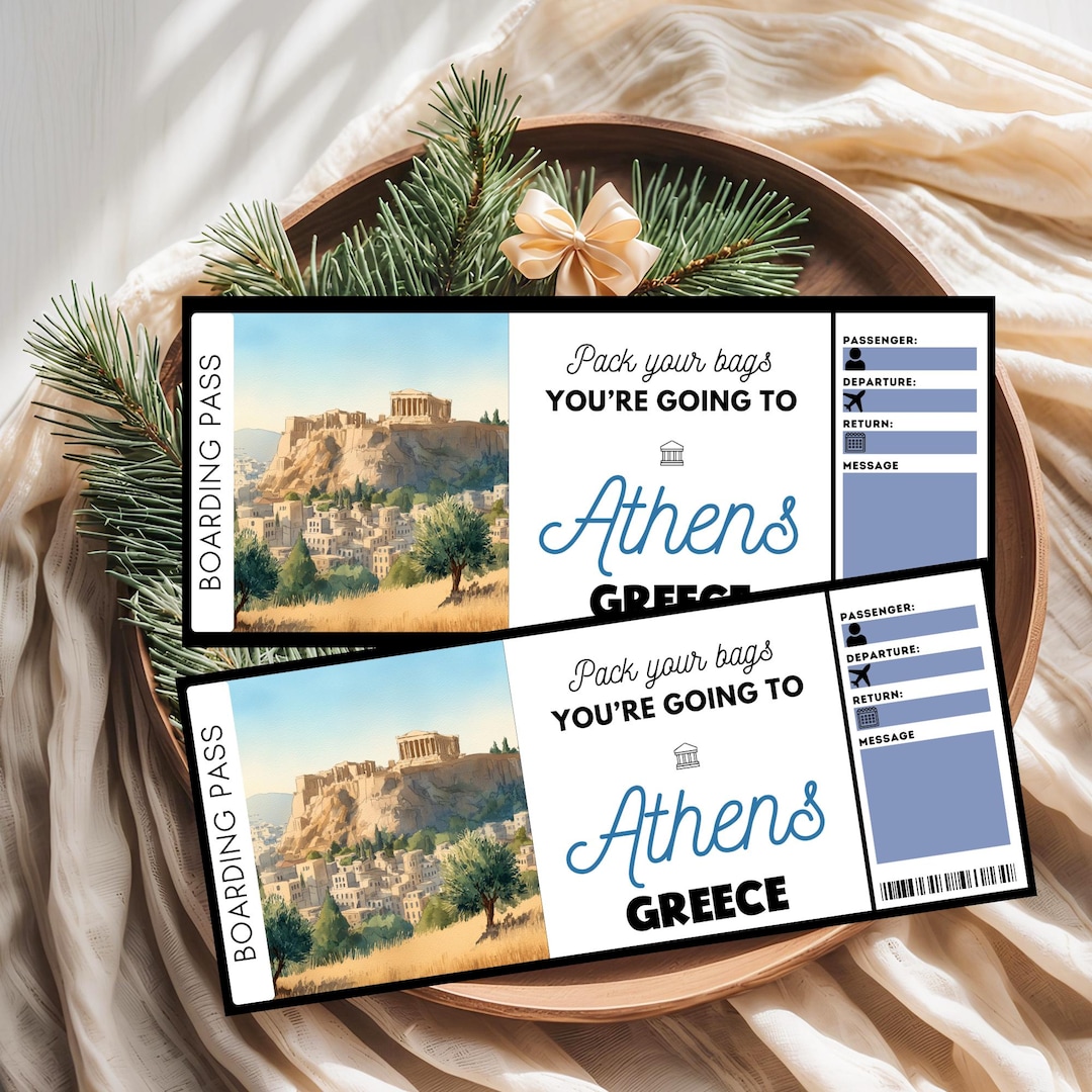 Athens Travel Surprise Ticket Printable, Pack Your Bags You’re Going to ...