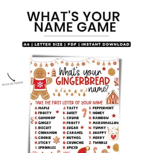 What's Your Gingerbread Name Game, Gingerbread Party, Gingerbread House ...