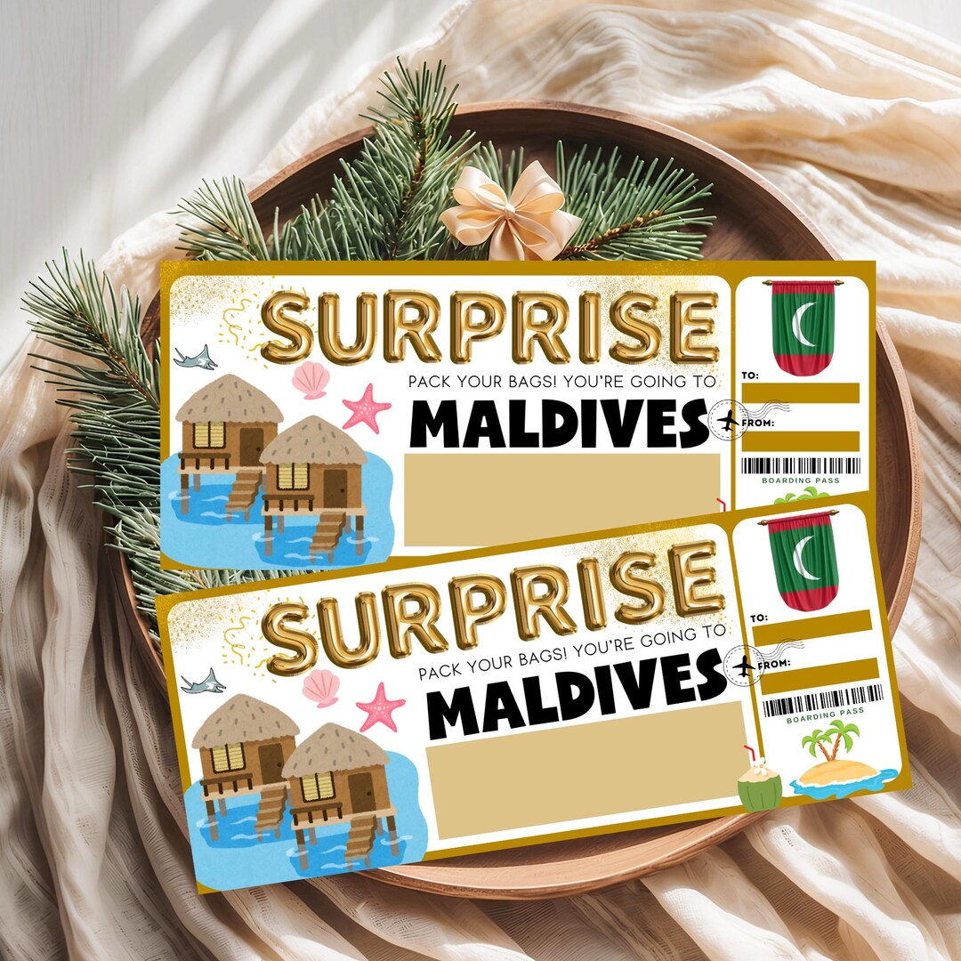 Maldives Boarding Pass, Maldives Surprise Plane Ticket, Trip ...