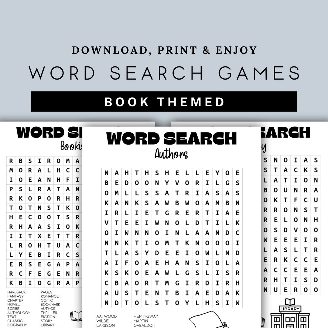 Books Word Game, Word Search Game for Book Club, Reading Game ...