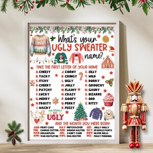 What's Your Ugly Sweater Name, Christmas Party Game for Kids and Adults ...