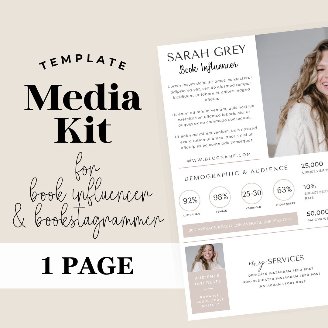 Editable Media Kit for Bookstagram, Book Influencer Branding Kit ...