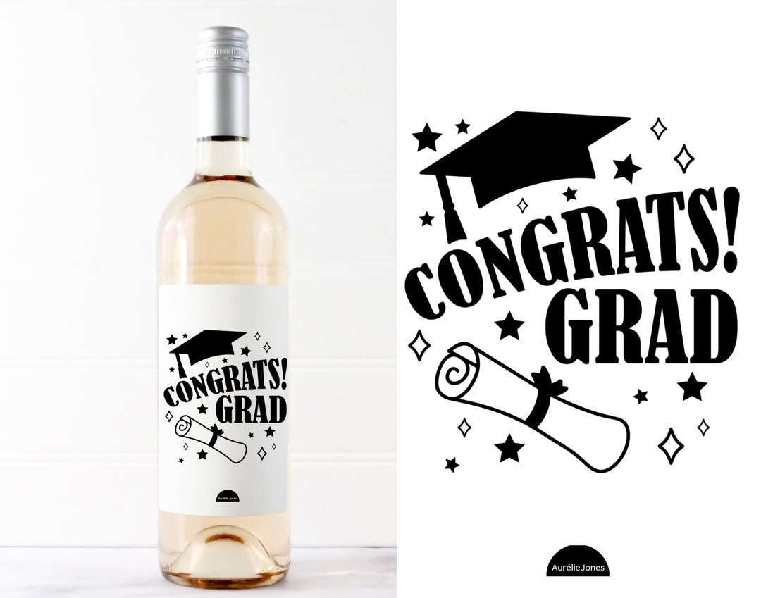 Congrats Grad Wine Label Masters Graduate Gift Bachelor - Etsy UK