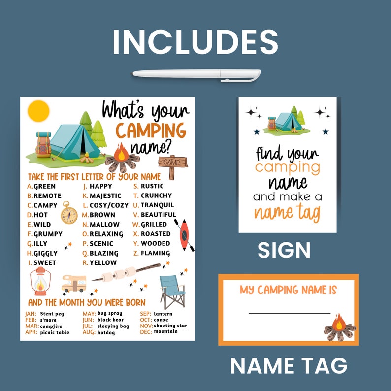 Camping Activities, Campfire Games, Birthday Sign, What's Your Camping ...