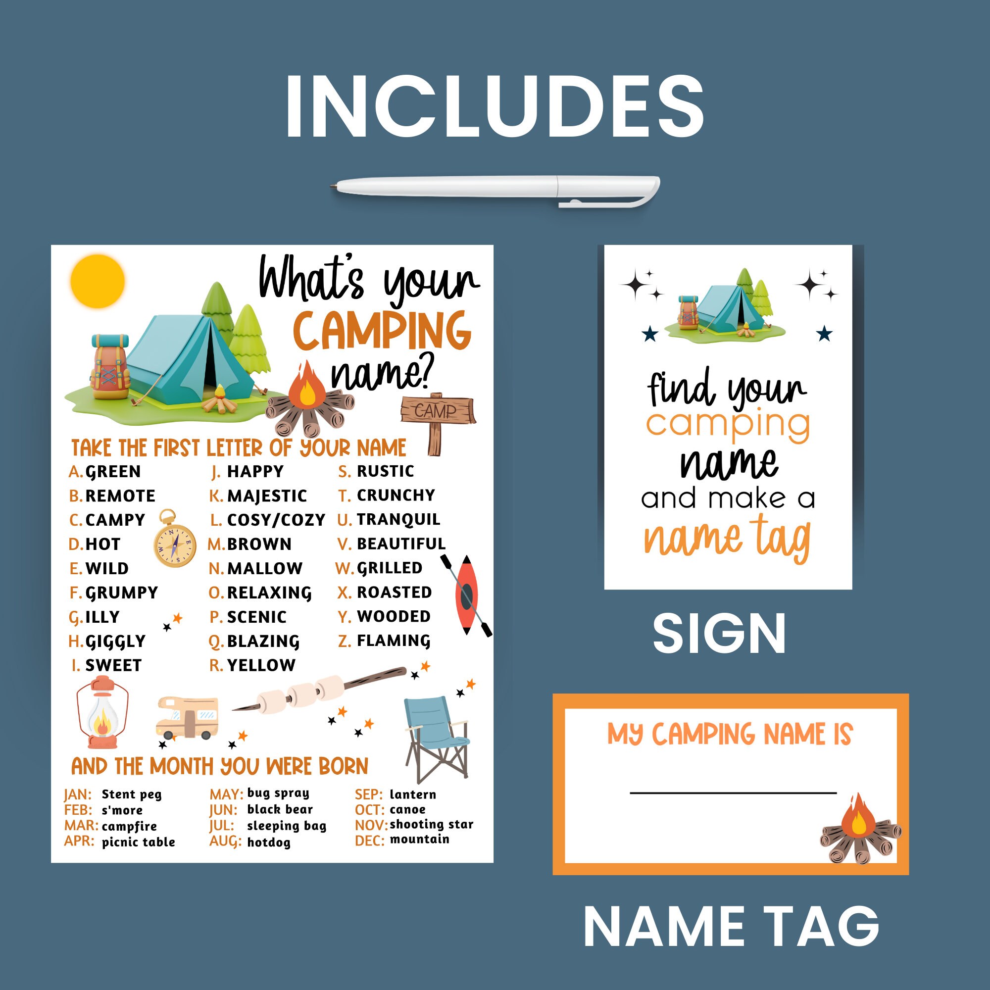 Camping Activities, Campfire Games, Birthday Sign, What's Your Camping ...