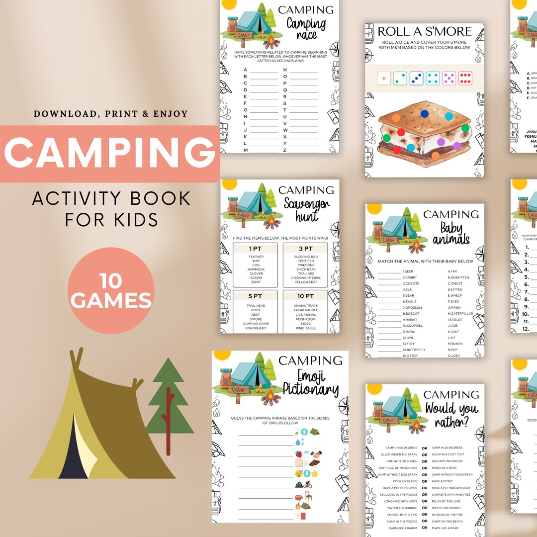 Camping Games Bundle for Kids, Campfire Games, Family Camping Trip ...