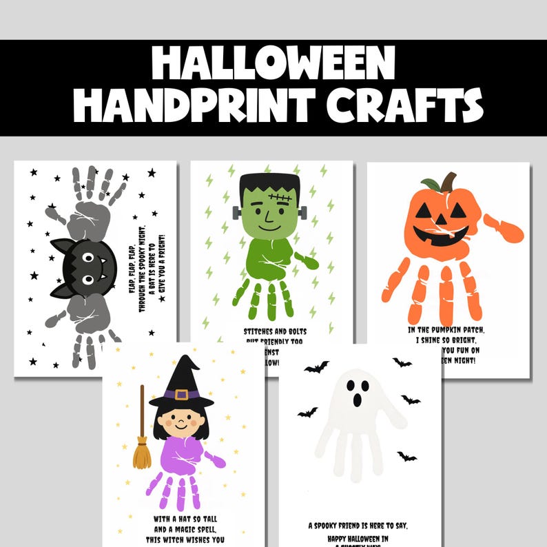 Halloween Handprint Craft Bundle, Halloween Handprint Art, Fun ...