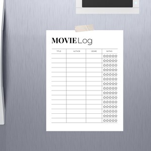 Printable Movie Log, Movie Watchlist, Movies to Watch Tracker Template ...