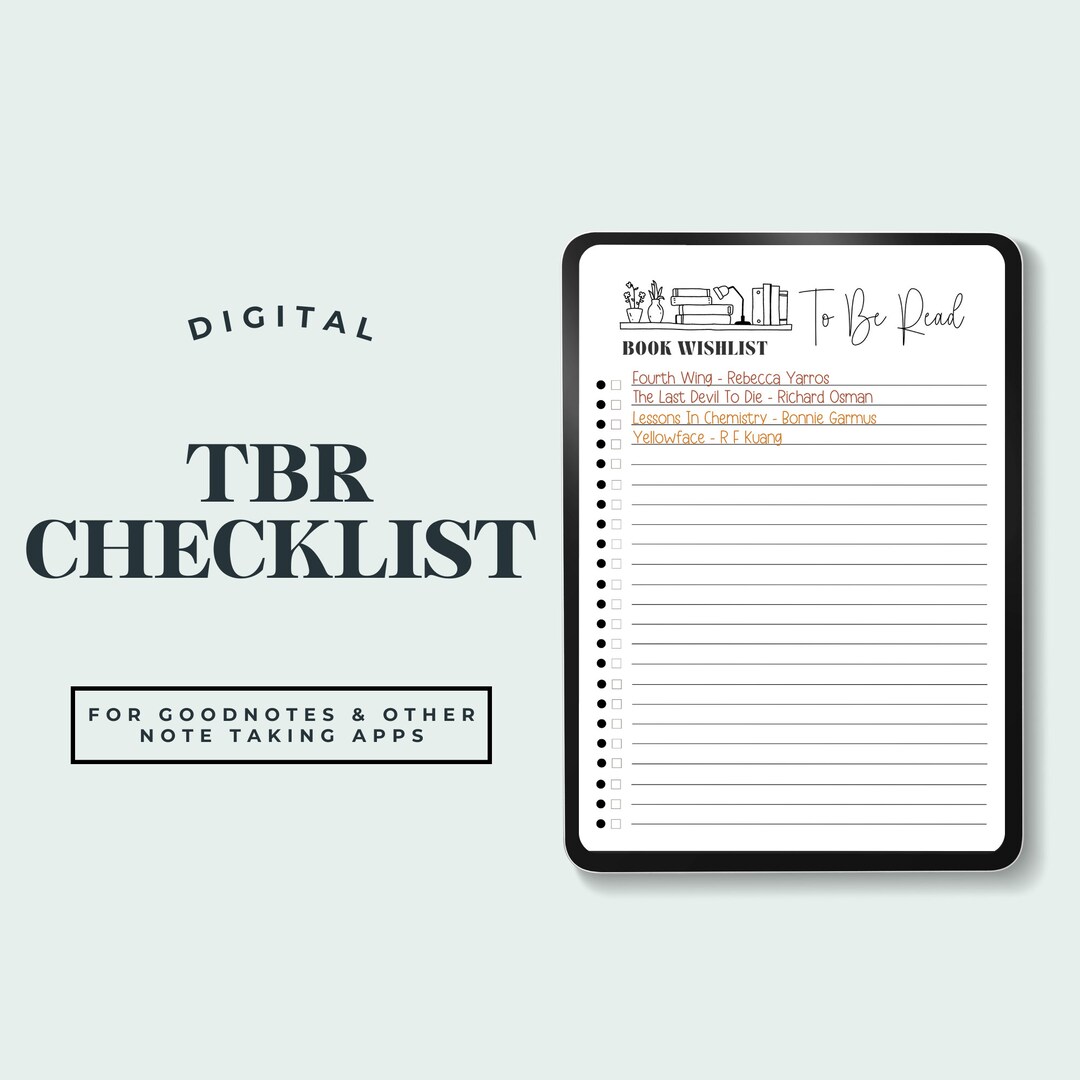 Booktok List, Goodnotes to Be Read List, iPad Reading Checklist, Tbr ...