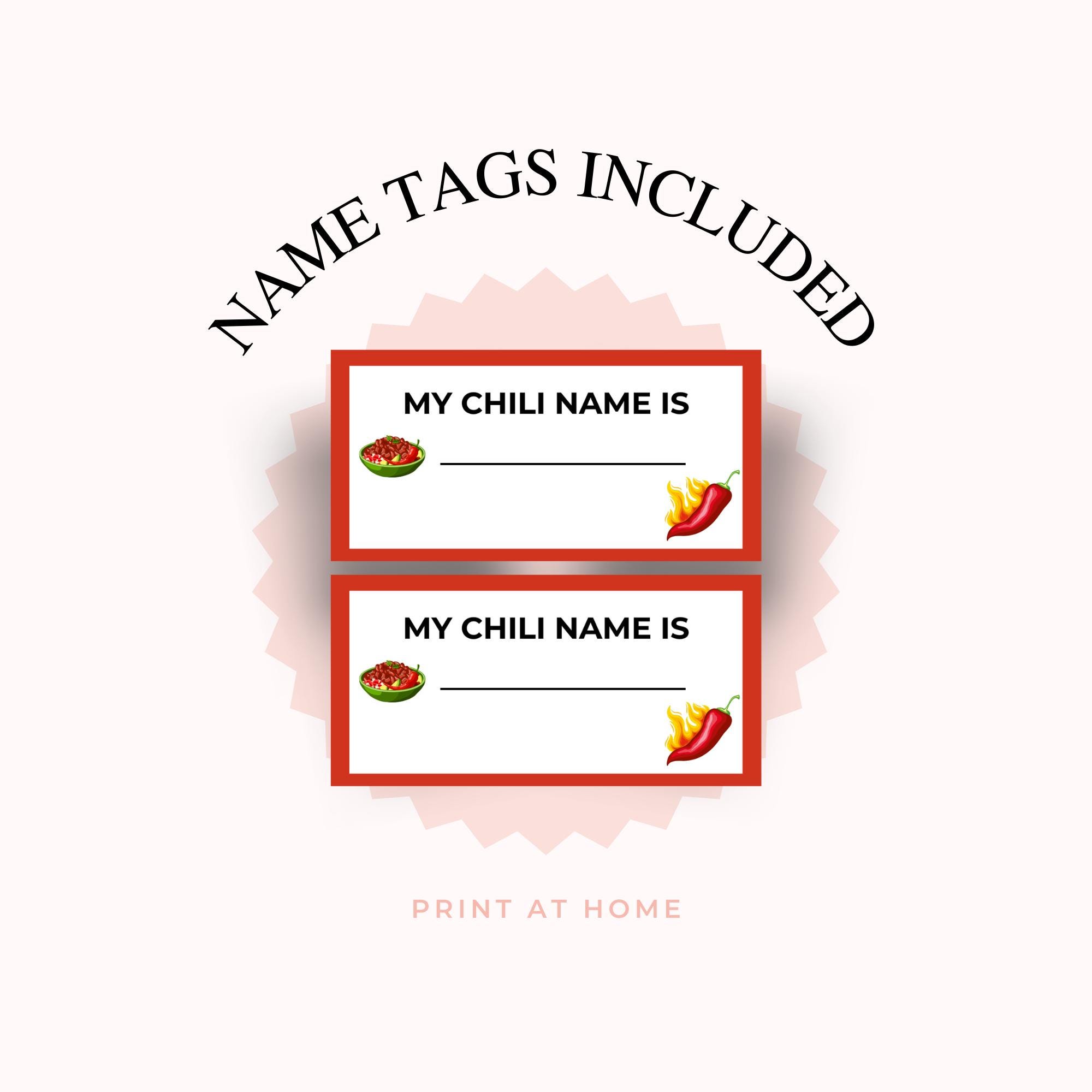What's Your Chili Name Party Game, Chili Cook off Contest, Chili Party ...