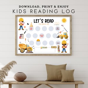 Printable Sticker Reading Reward Chart, Construction Reward Chart, Kids ...