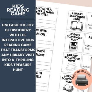 Library Scavenger Hunt, Printable Scavenger Game, Kids Reading Game ...