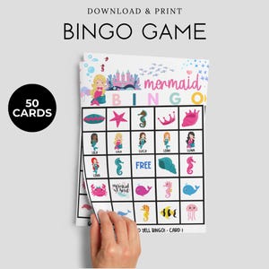 Bingo Game for Kids, Mermaid Bingo Cards for Kids, Mermaid Birthday ...
