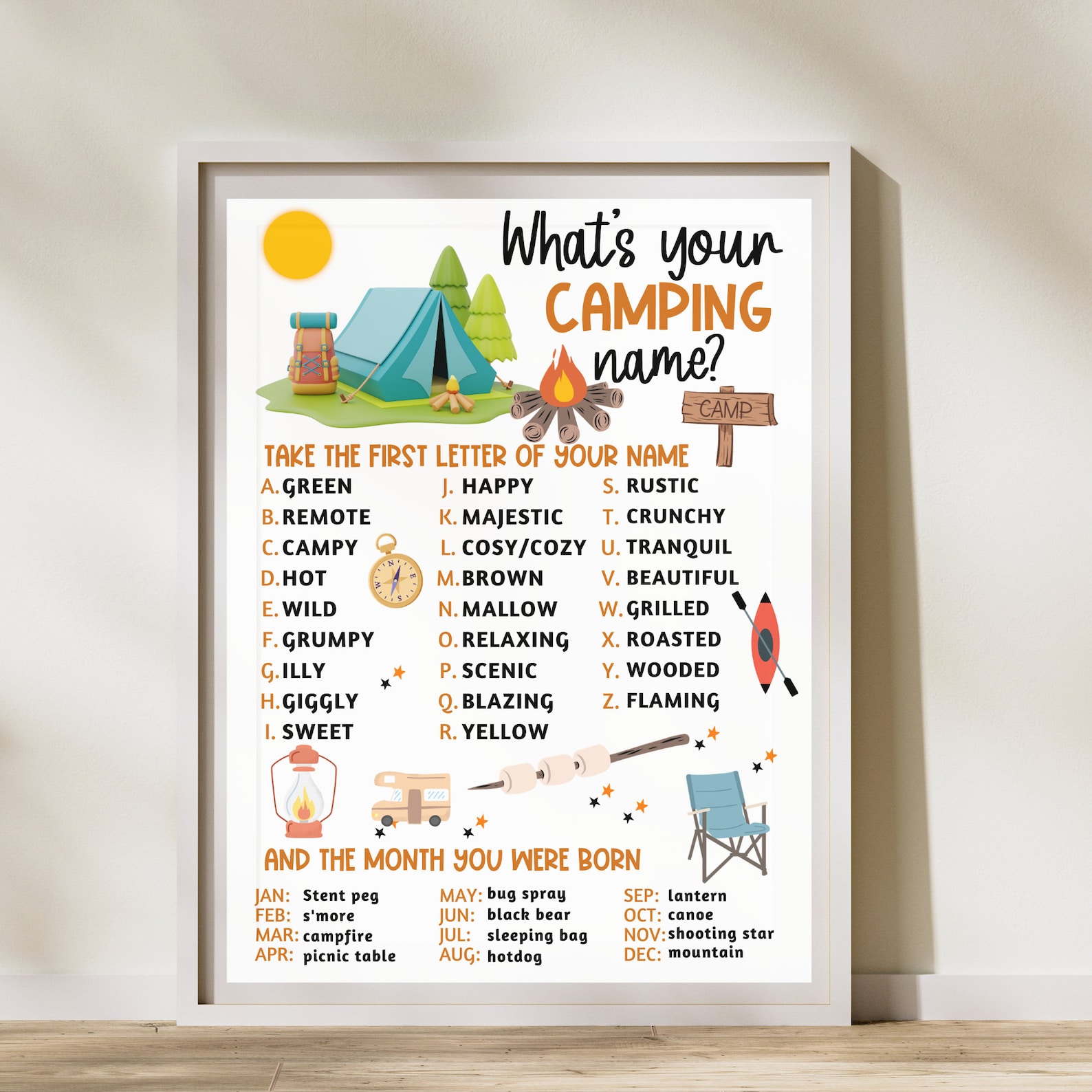 Camping Activities, Campfire Games, Birthday Sign, What's Your Camping ...