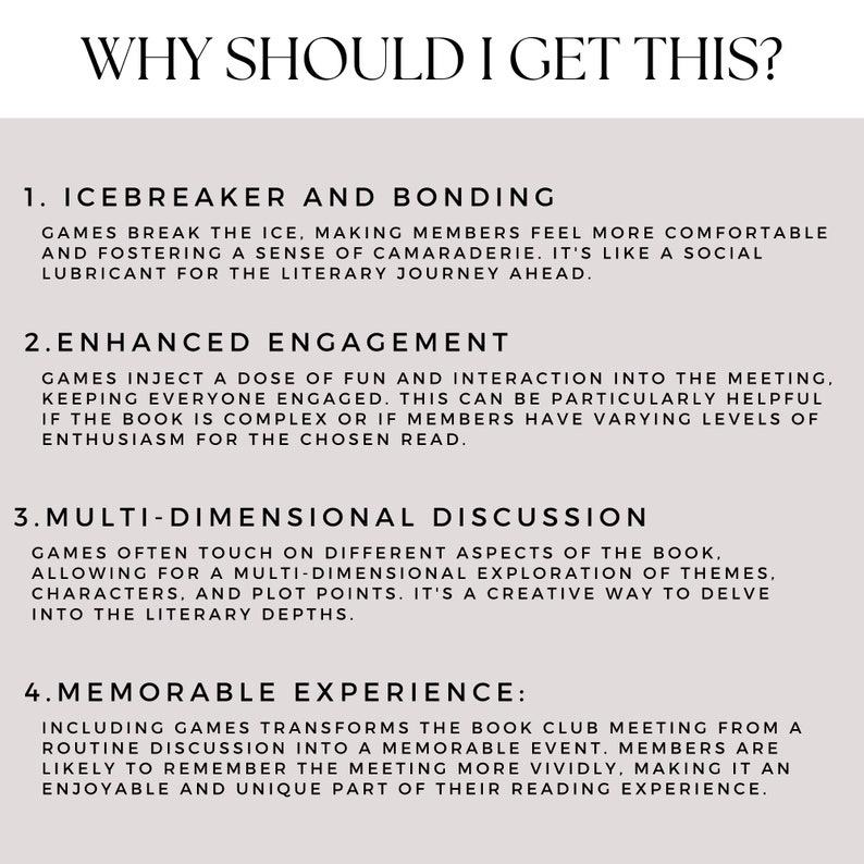 Icebreakers Games, Reading Group Activity, Book Club Party Game, Bingo ...