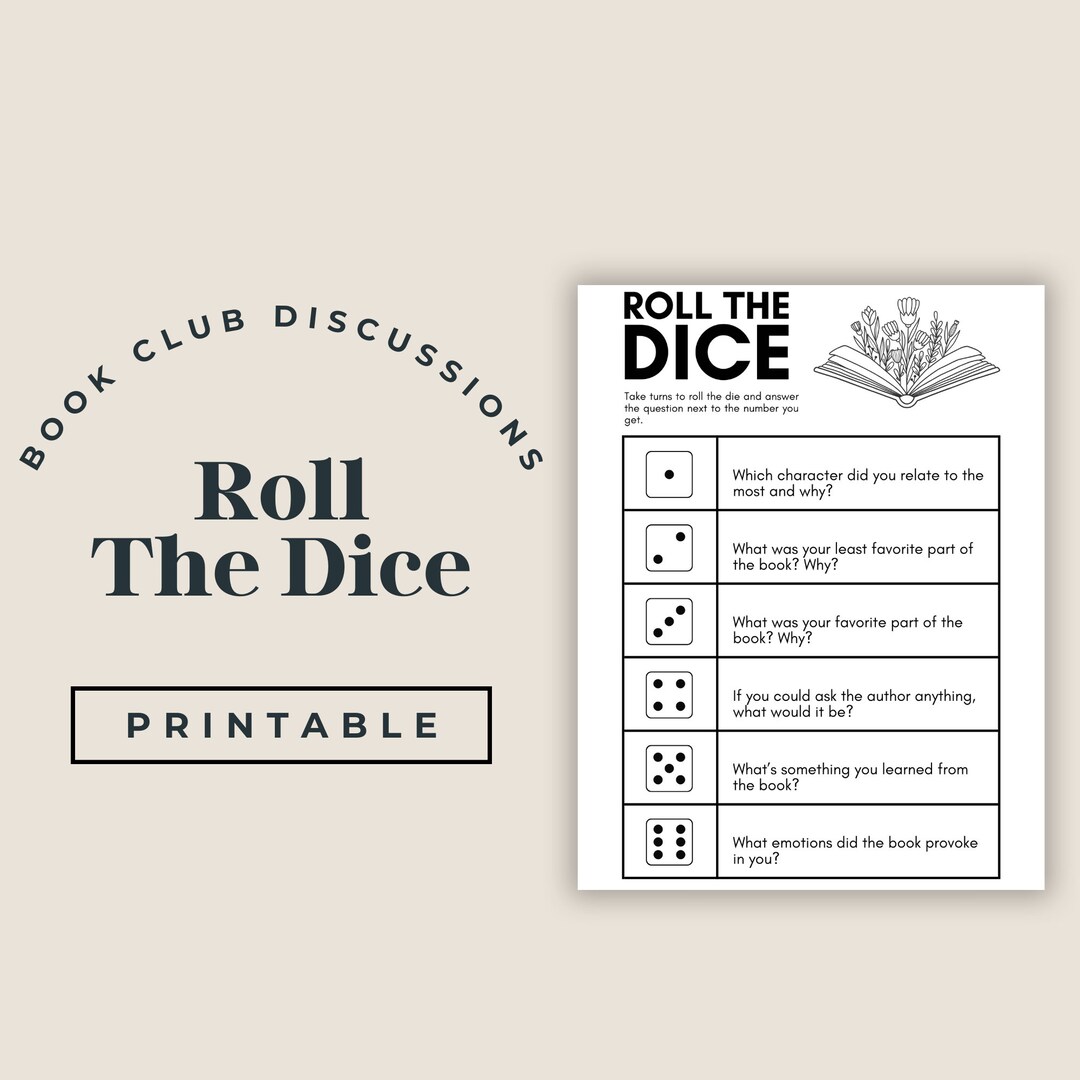 Book Club Discussion Game, Book Club Roll the Dice Game, Reading Game ...