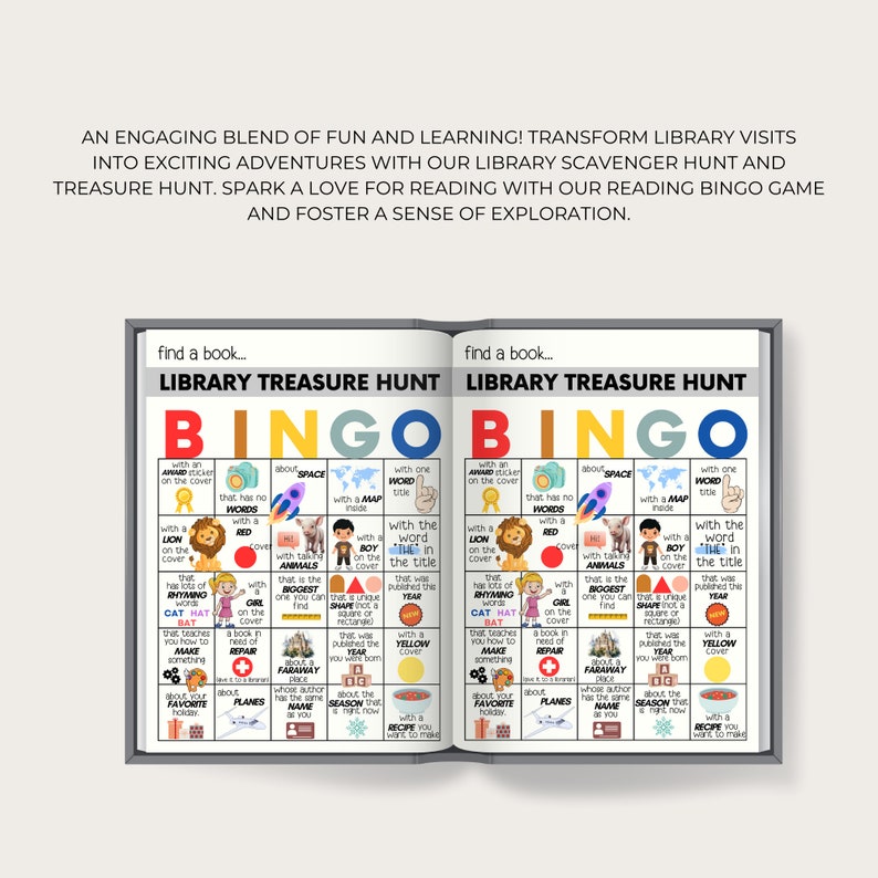 Reading Game for Kids, Library Scavenger Hunt, Library Treasure Hunt ...