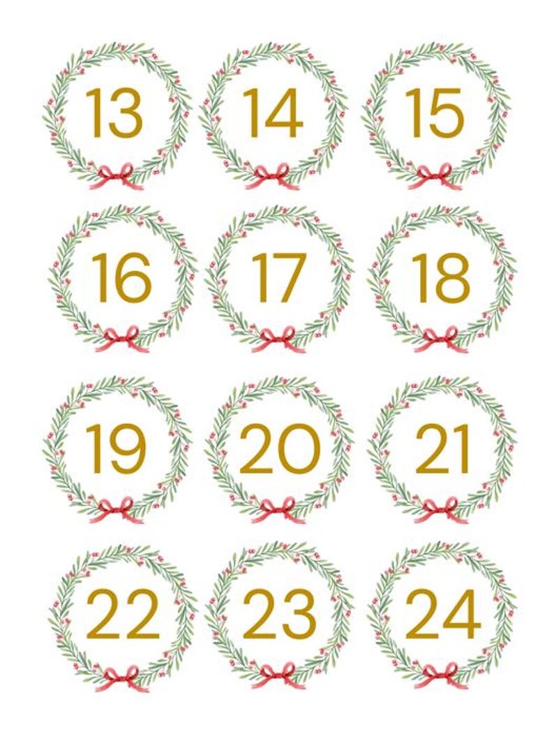 Printable Advent Numbers | DIY Christmas Countdown | Holiday Number ...