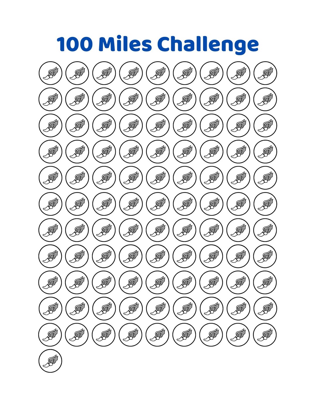 100 Miles Running or Biking Tracker Printable | Fitness Challenge ...