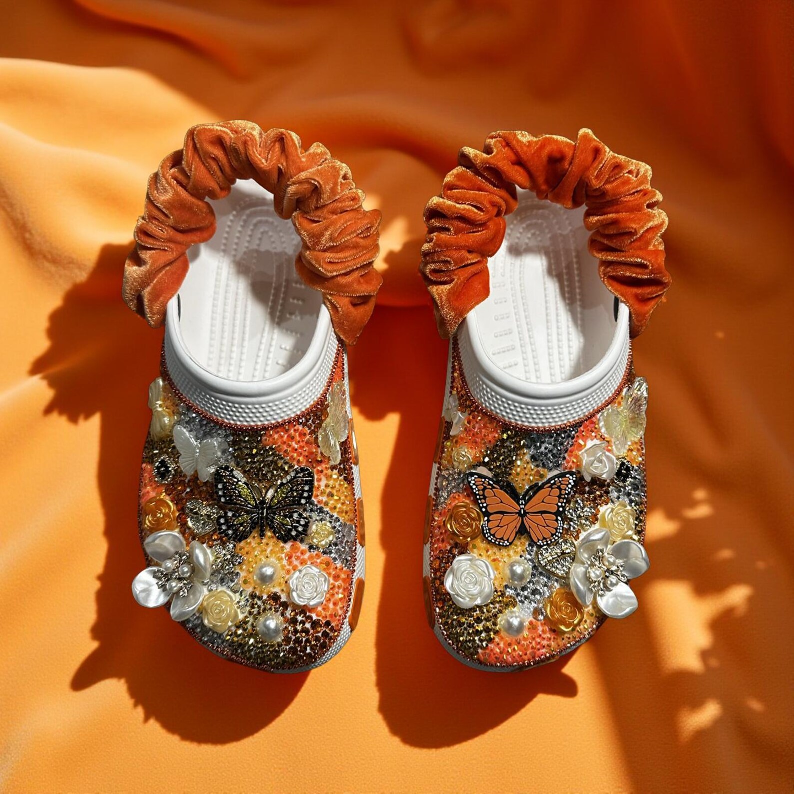 Custom Rhinestone Bling Crocs | Bedazzled Footwear With Scrunchie Strap ...