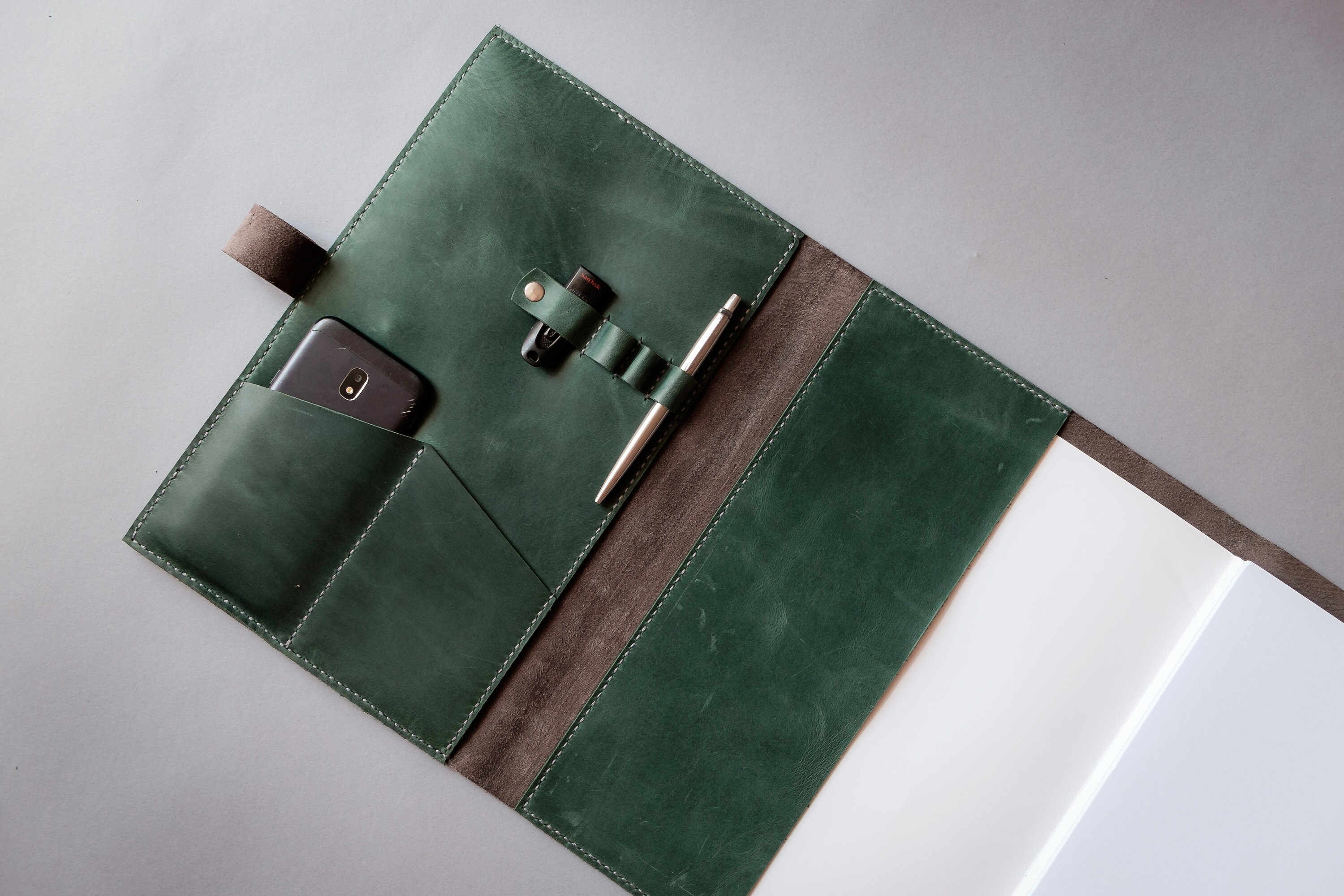 Leather Folio Leather Folder Leather Workbook Leather | Etsy