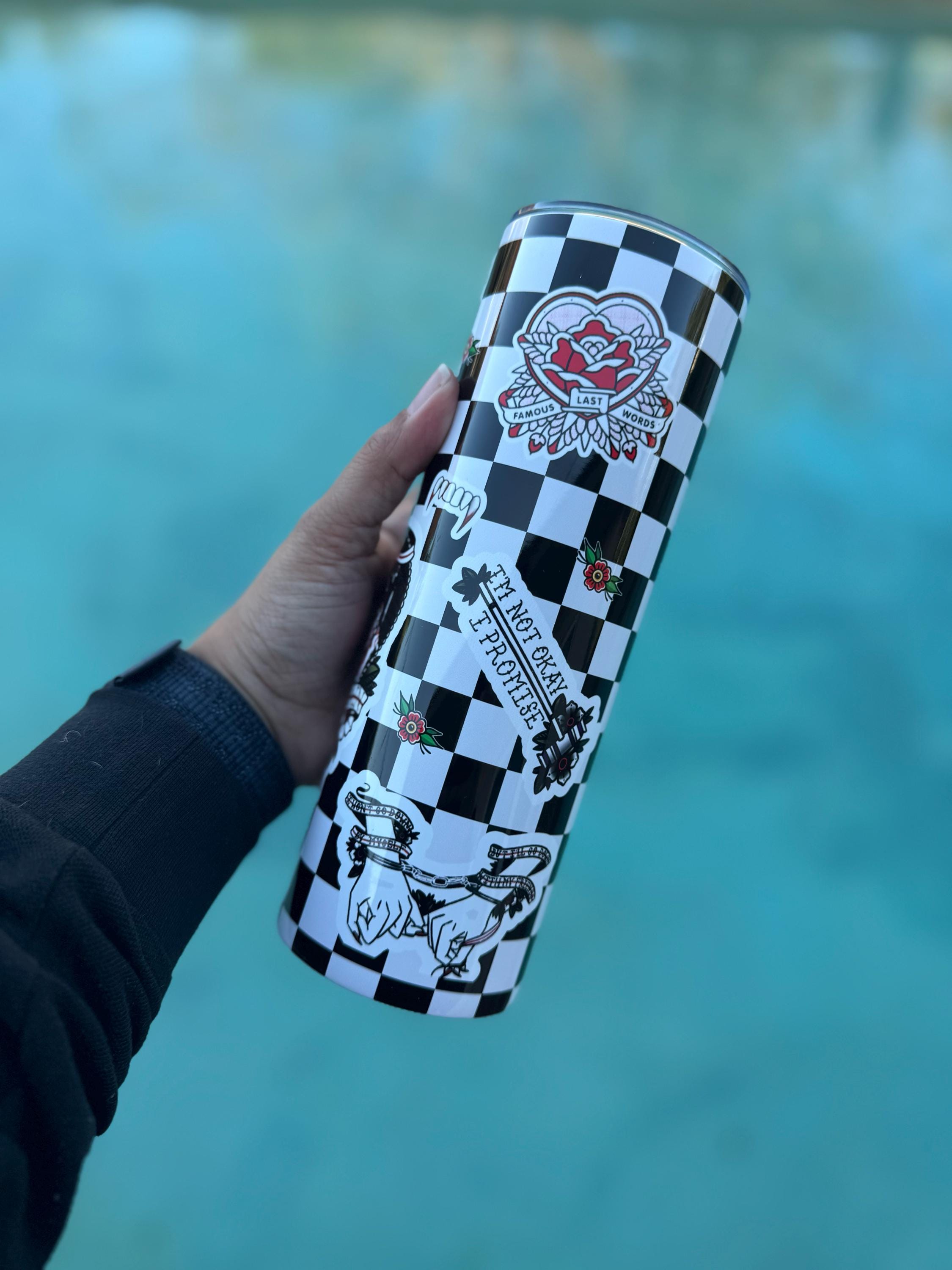 Checkered Tumbler | MCR Cup | Elder Emo Cup - Etsy