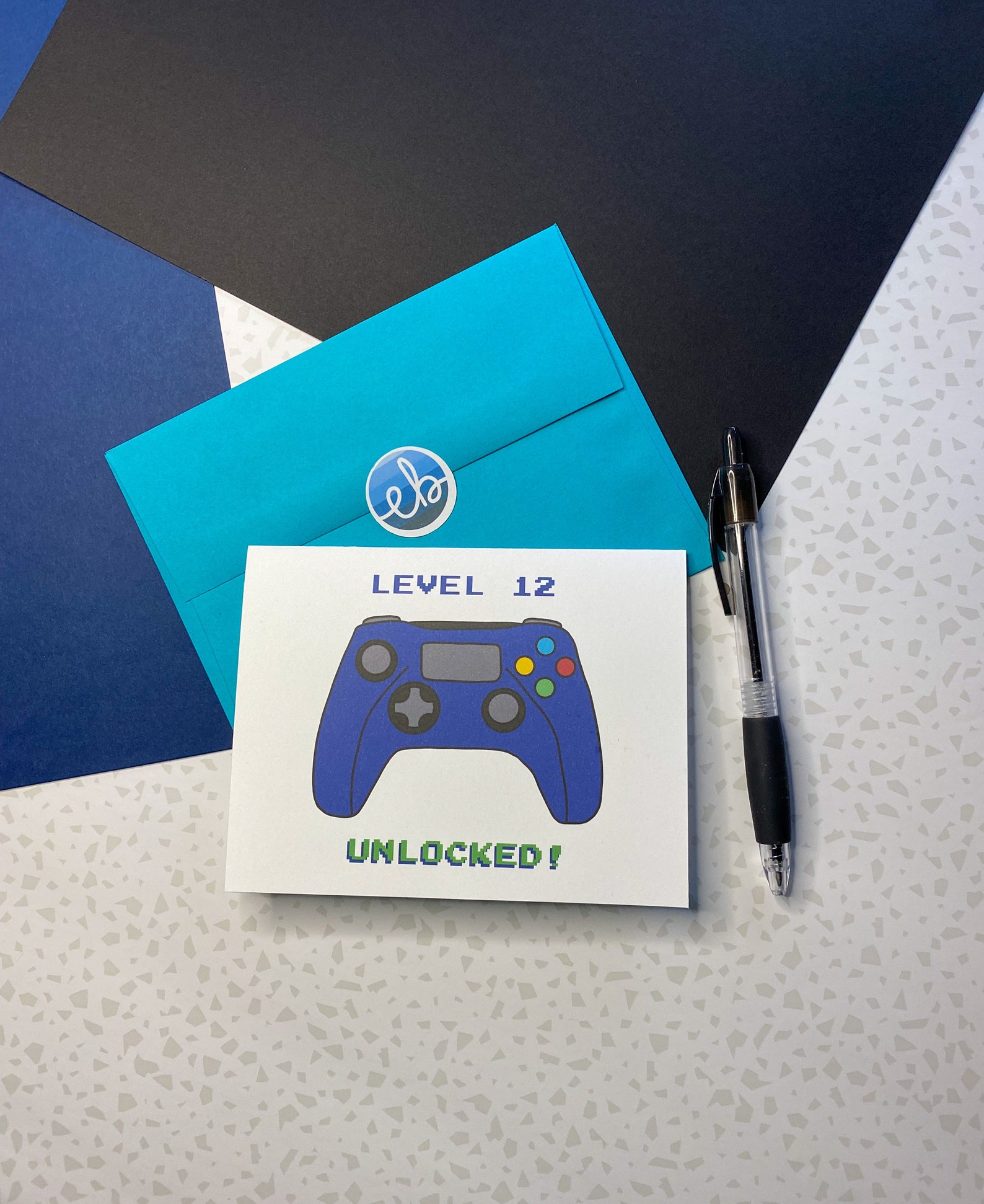 Level Unlocked Blank Greeting Card Birthday Gaming Controller Age ...