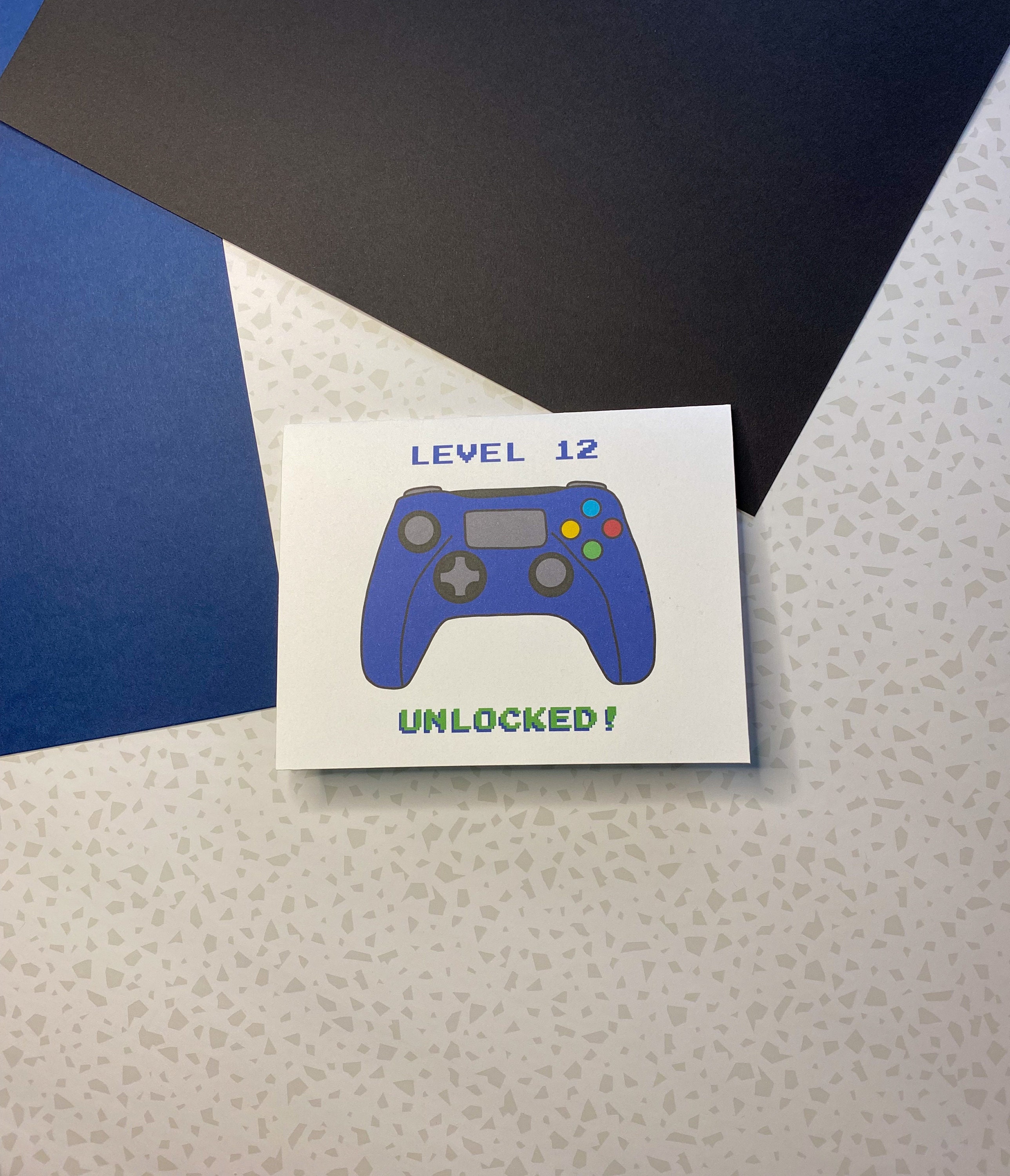 Level Unlocked Blank Greeting Card Birthday Gaming Controller Age ...